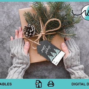Printable Christmas Gift Tag, Chalkboard Christmas Gift Tag, Merry ...