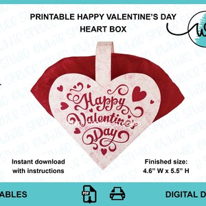 Happy Valentine Day Treat Box, Printable Valentine Treat Box, Valentine ...