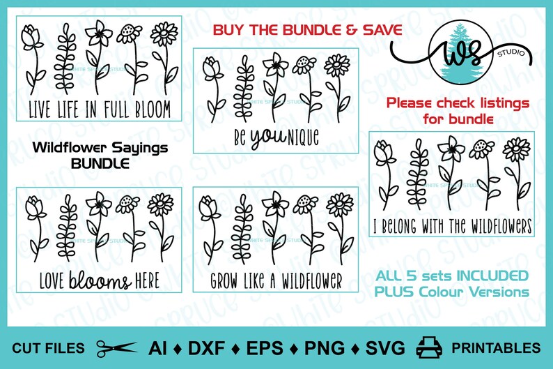 Wildflower SVG Wildflower Cut File Grow Like a Wildflower - Etsy