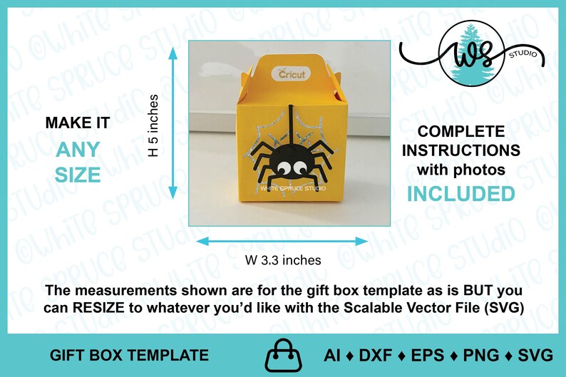 Halloween Spider Gift Box SVG: Treat Bag, Paper Purse (digital Download ...