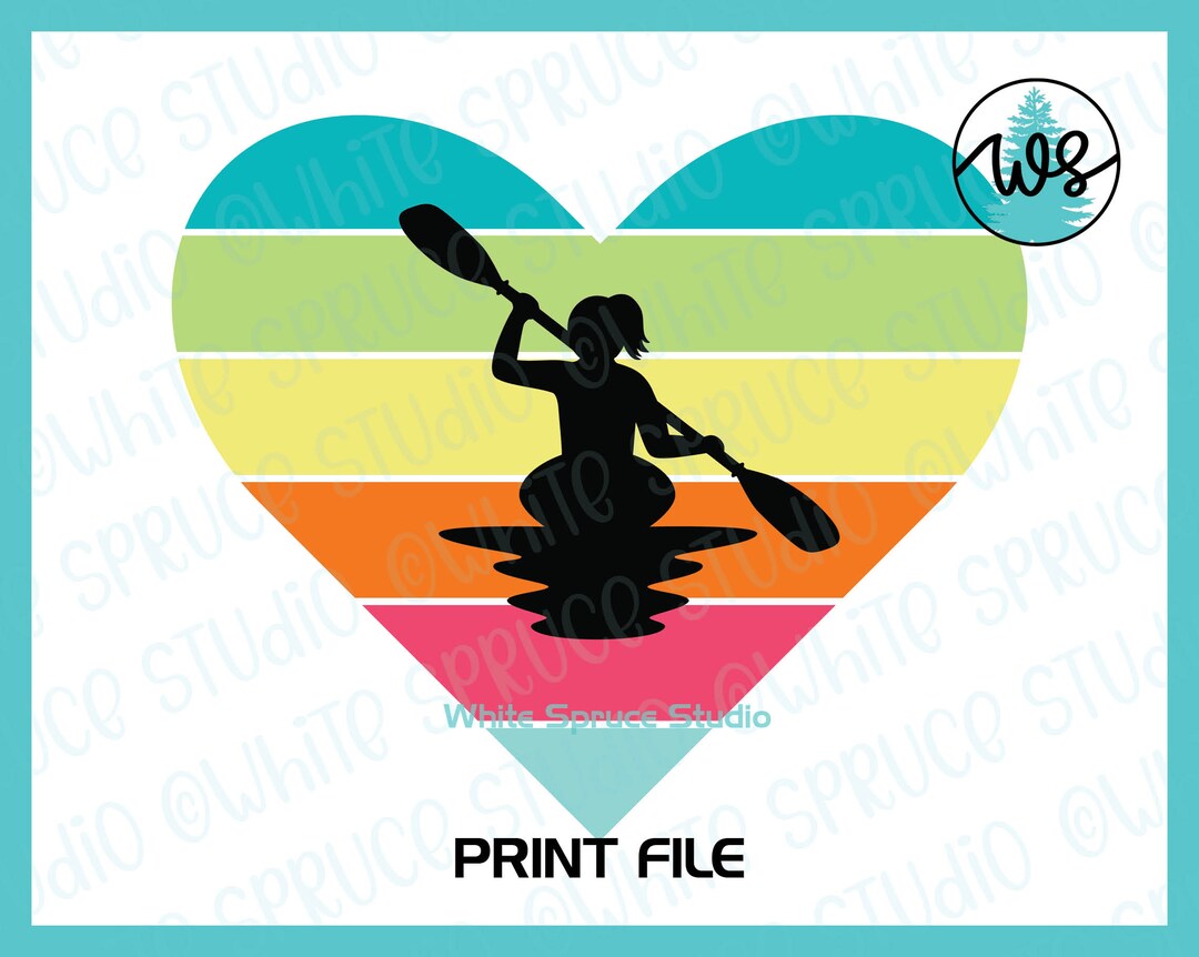 Kayak Striped Heart Print, Kayak Woman Printable, Kayak Sublimation ...