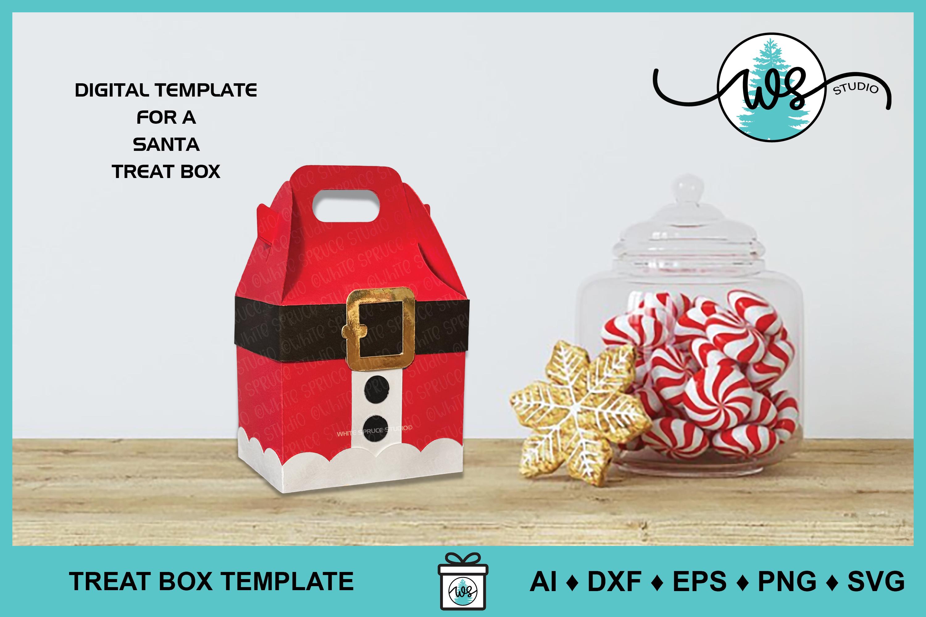 Santa Treat Box SVG Template, 3D Christmas Paper Gift Gable Box ...