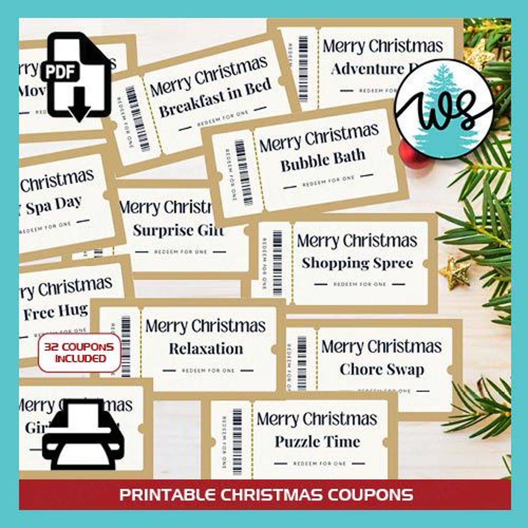 Printable Christmas Coupon, Christmas Gift Coupon, Christmas Gift ...