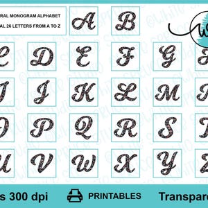 Floral Alphabet Letters: Printable PNG Clipart Bundle - Etsy