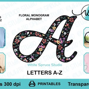 Floral Alphabet Letters: Printable PNG Clipart Bundle - Etsy