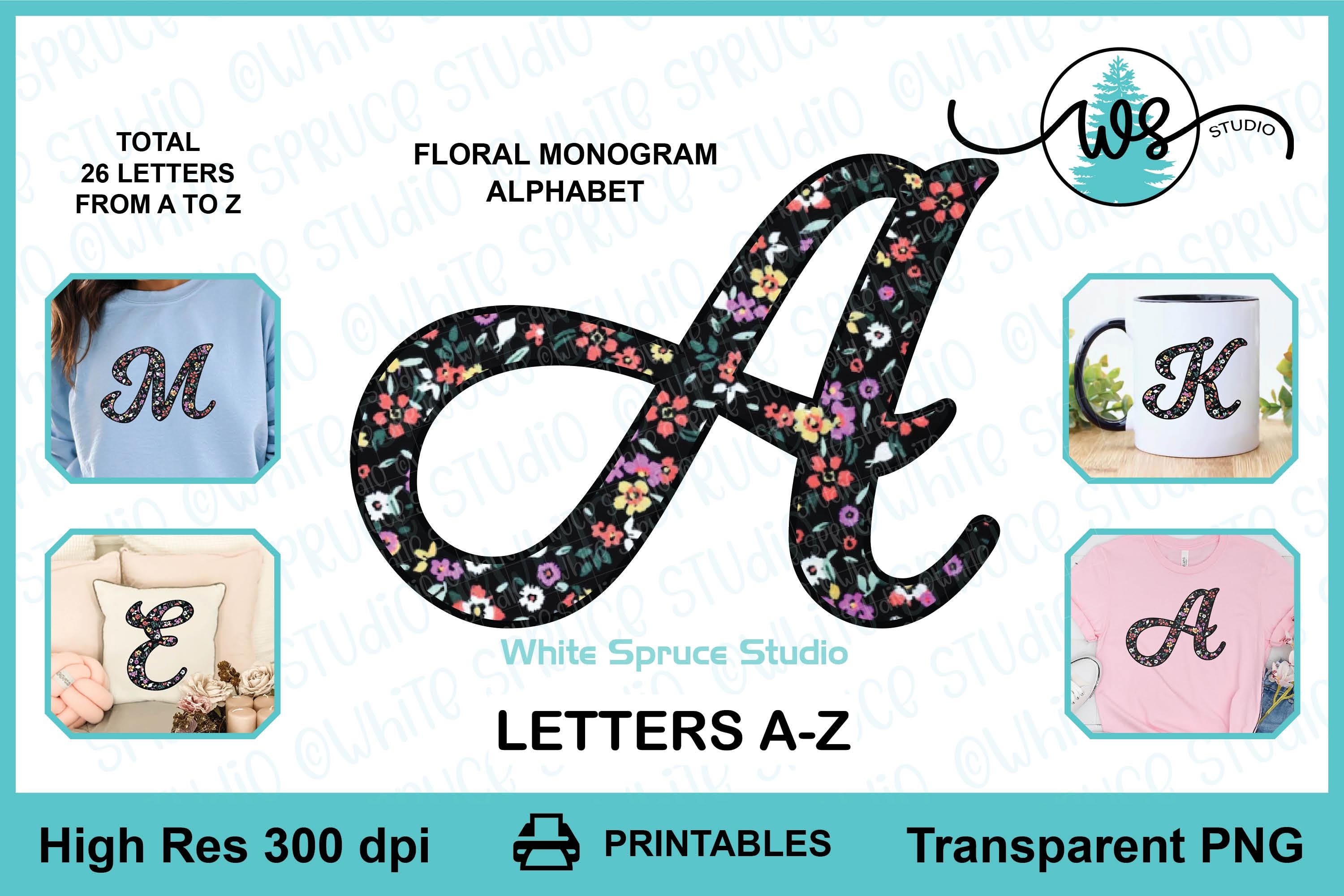 Floral Alphabet Letters: Printable PNG Clipart Bundle - Etsy