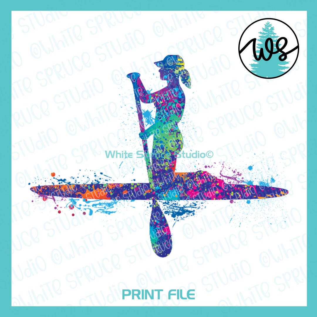SUP Woman Kneeling Print, Sup Sublimation, Stand up Paddle PNG, Woman ...
