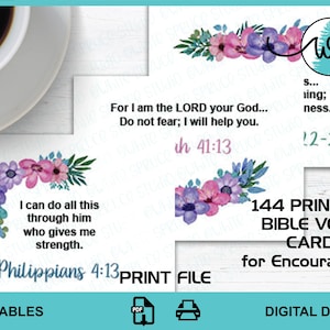 Printable Encouragement Bible Cards, Positive Affirmation Cards ...