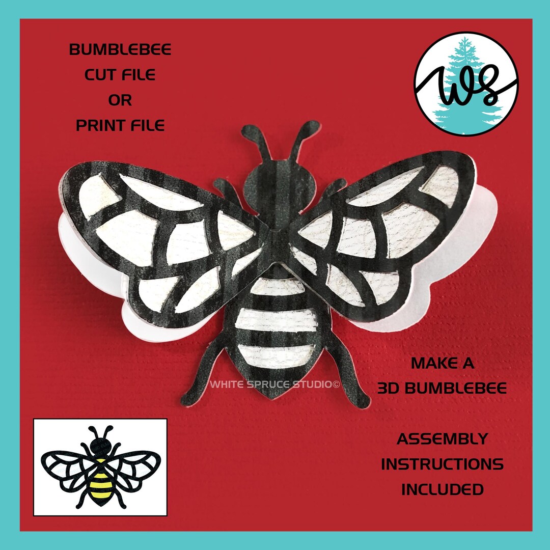 Bumblebee Cut File SVG, Bumblebee Clipart, 3D Bee SVG, Bumblebee Print ...