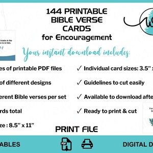 Printable Encouragement Bible Cards, Positive Affirmation Cards ...