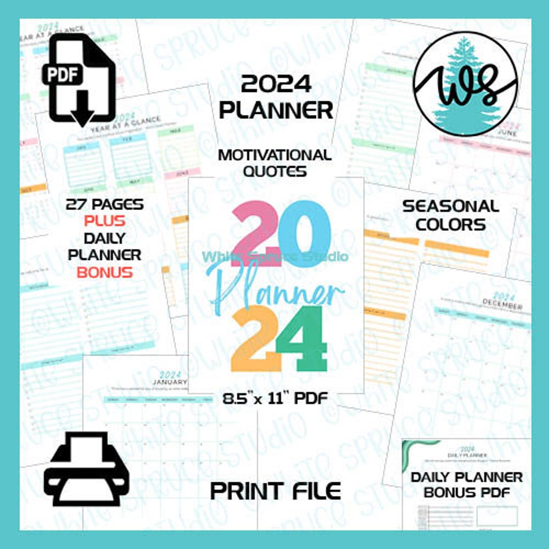 Printable 2024 Planner, 2024 Printable Calendar, 2024 Goal Planning ...