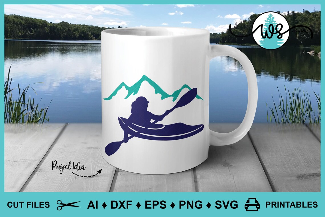 Kayak Logo SVG Kayak Girl Mountains SVG Kayak Girl Svg - Etsy