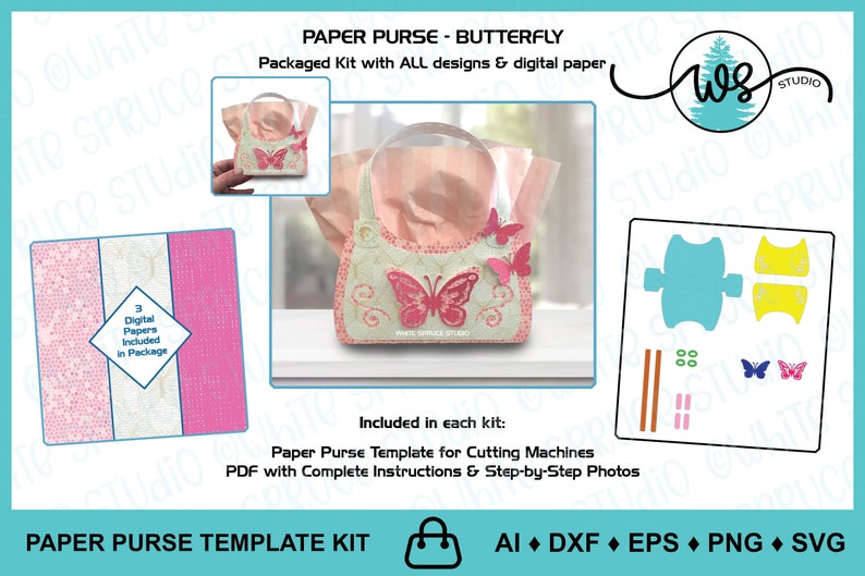 3D Paper Purse SVG Paper Purse Template Svg 3D Butterfly - Etsy