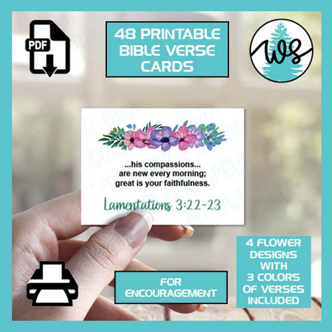 Printable Encouragement Bible Cards, Positive Affirmation Cards ...