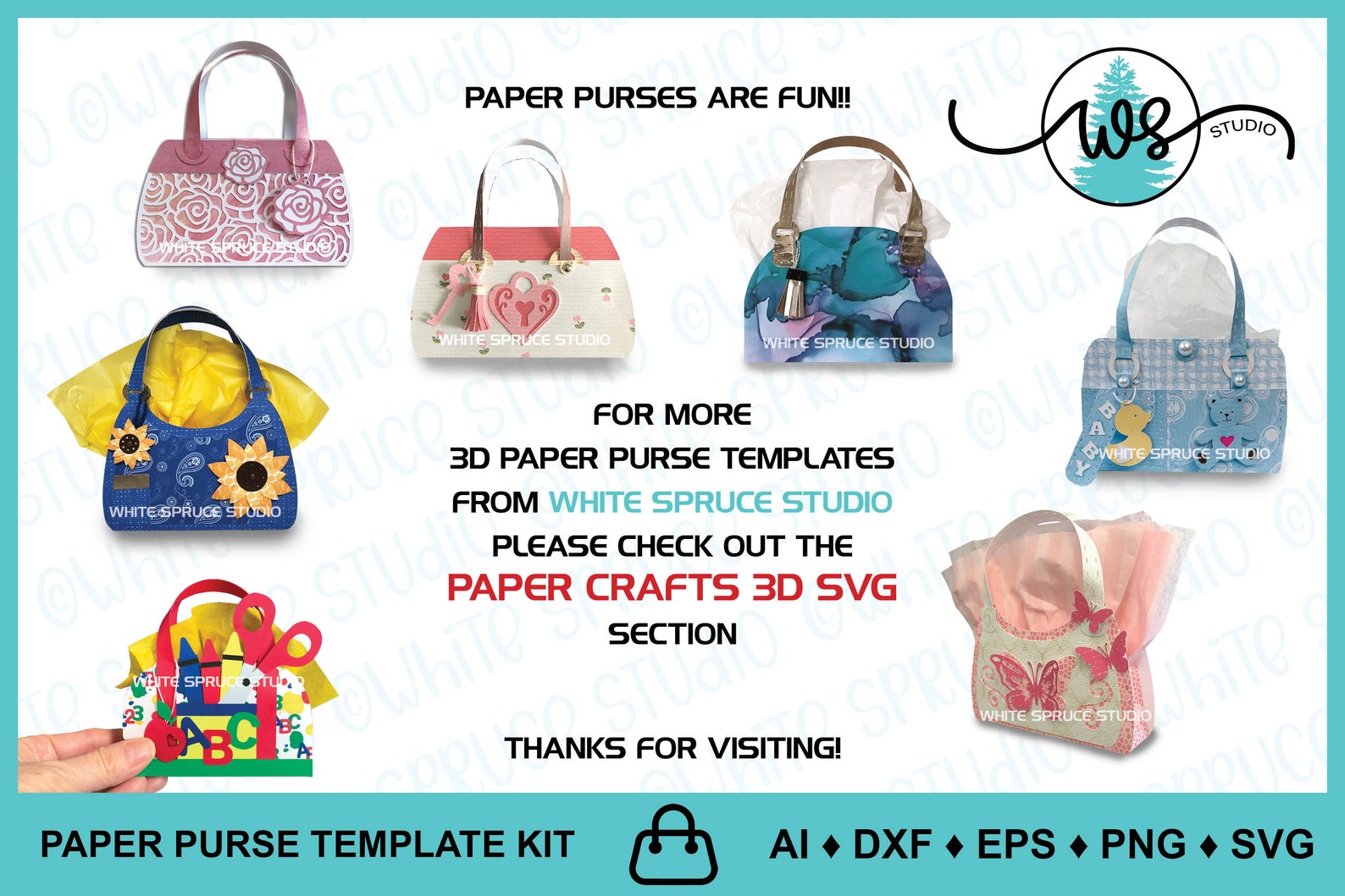 3D Paper Purse SVG Paper Purse Template Svg Paper Gift Box - Etsy