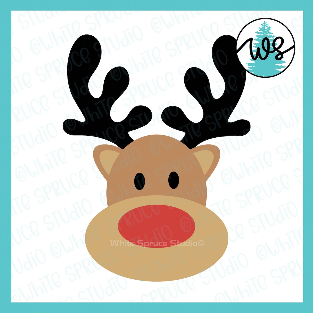 Reindeer Face Cut File, Reindeer Svg, Christmas Reindeer Svg, Reindeer ...