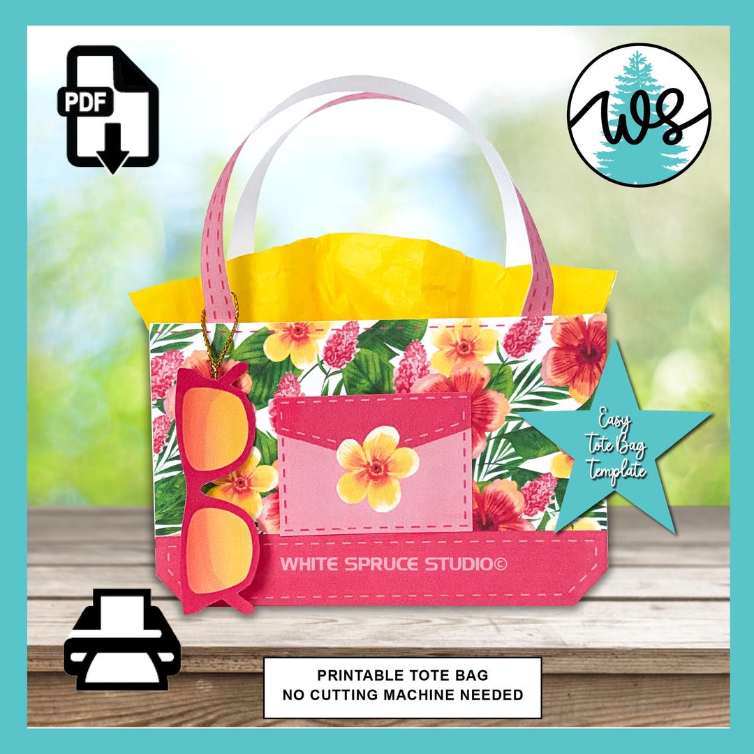 Printable Summer Flowers Purse Template: DIY Gift Box (PDF Download) - Etsy