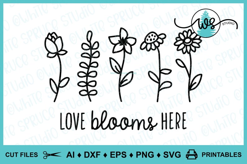 Wildflower SVG Wildflower Cut File Love Blooms Here Svg - Etsy