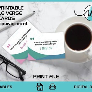 Printable Encouragement Bible Cards, Positive Affirmation Cards ...