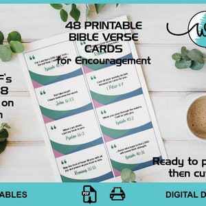 Printable Encouragement Bible Cards, Positive Affirmation Cards ...