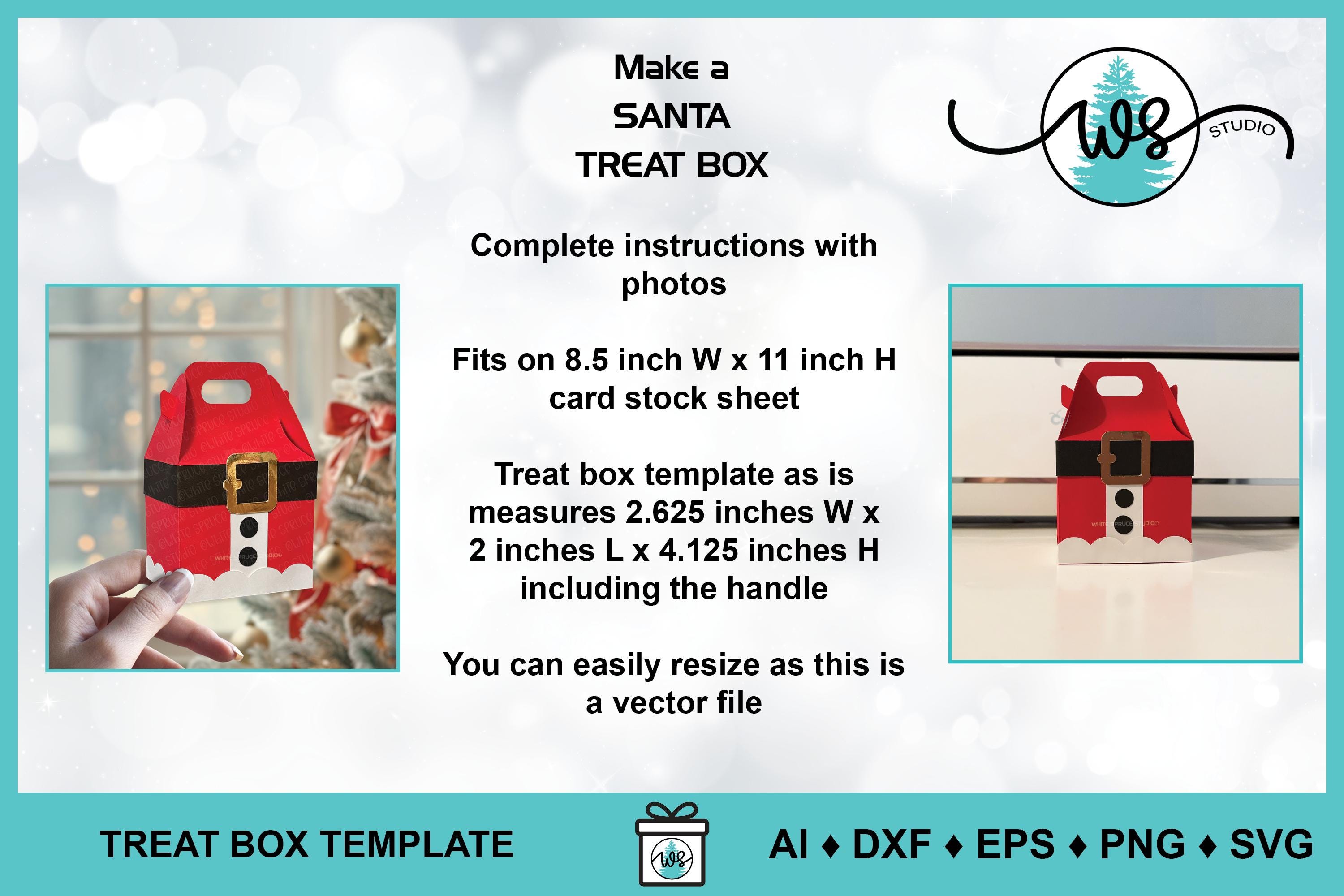Santa Treat Box SVG Template, 3D Christmas Paper Gift Gable Box ...