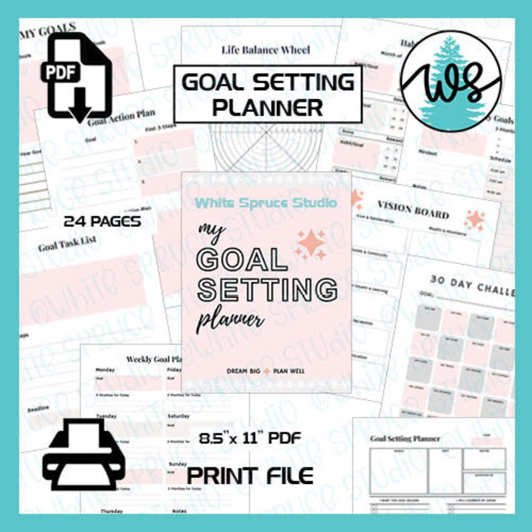 Printable Goal Setting Planner PDF, Daily Monthly Calendar, Goal ...