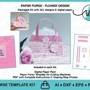 3D Paper Purse Template, 3D Paper Purse Gift Box, 3D Treat Holder, 3D ...