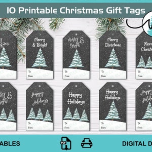 Printable Christmas Gift Tag, Chalkboard Christmas Gift Tag, Merry ...