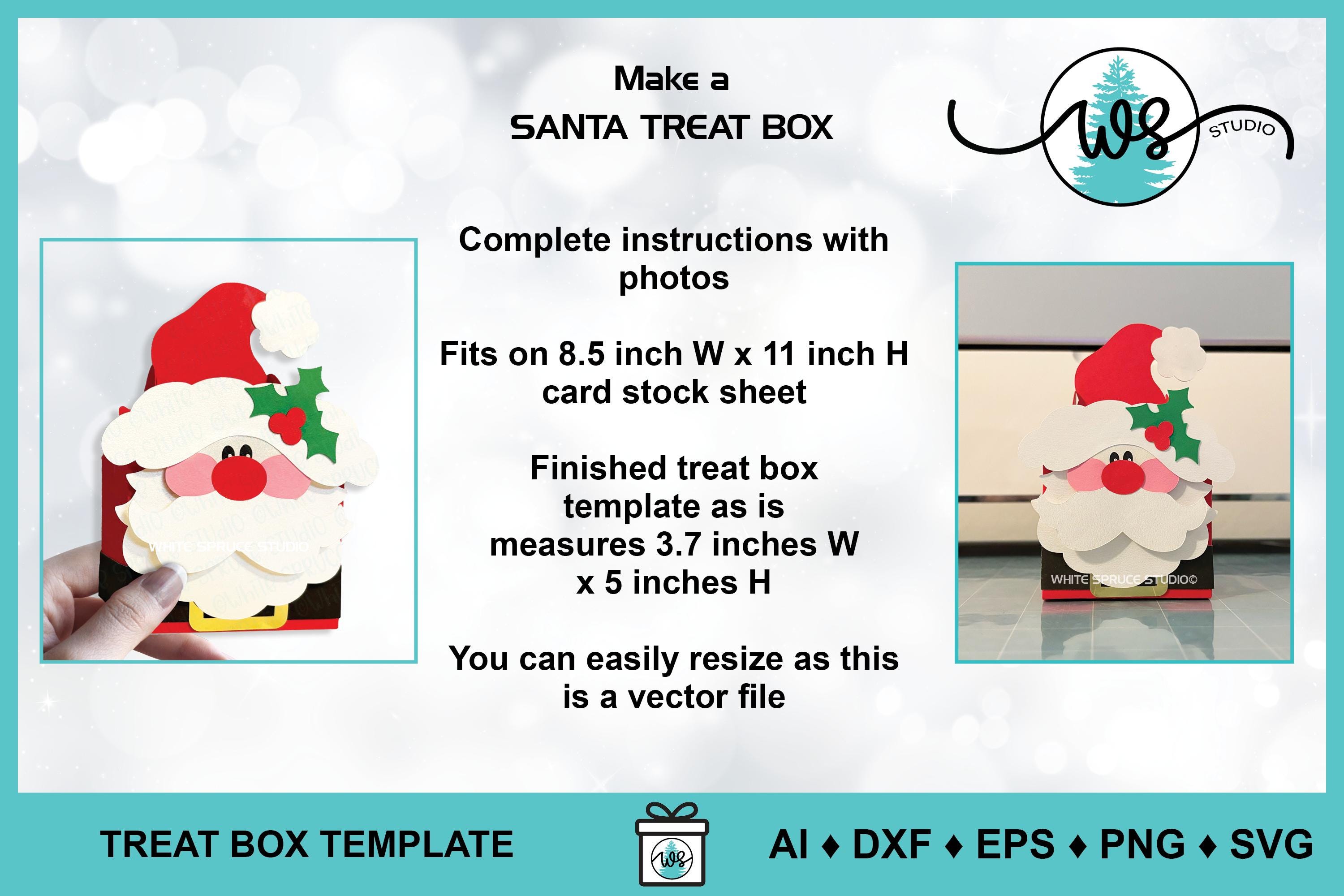 Santa Treat Box SVG Template: 3D Christmas Paper Gift Box (digital ...