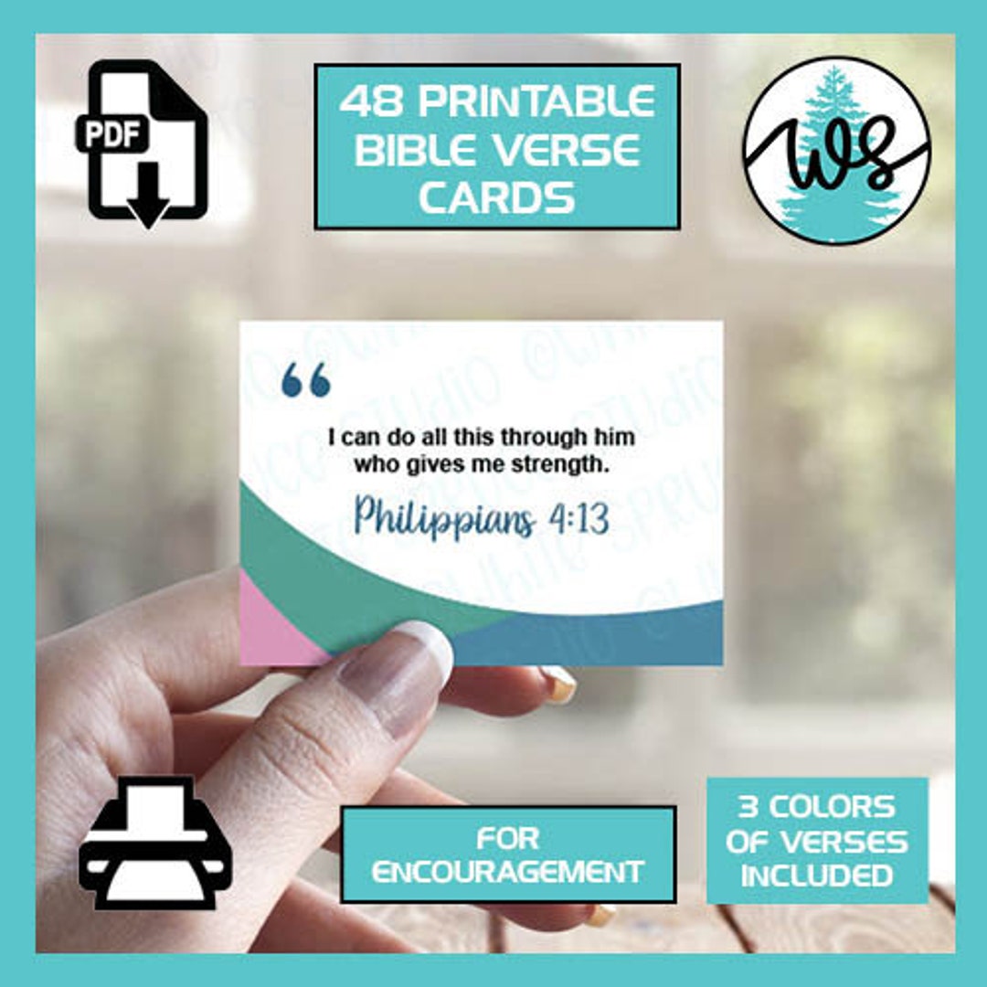 Printable Encouragement Bible Cards, Positive Affirmation Cards ...