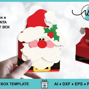 Santa Treat Box SVG Template: 3D Christmas Paper Gift Box (digital ...