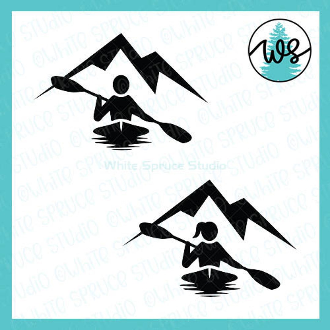 Kayak SVG, Kayak Logo SVG, Mountains SVG, Man Woman Kayaking Svg ...