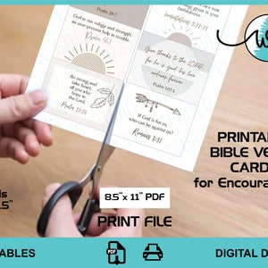 Printable Encouragement Bible Cards, Boho Print, Positive Affirmation ...