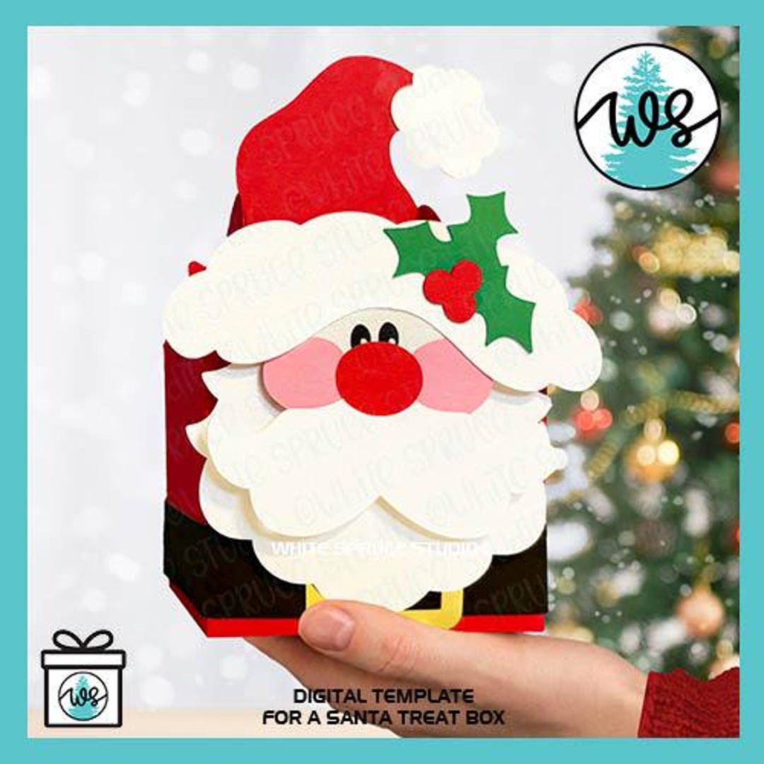 Santa Treat Box SVG Template: 3D Christmas Paper Gift Box (digital ...