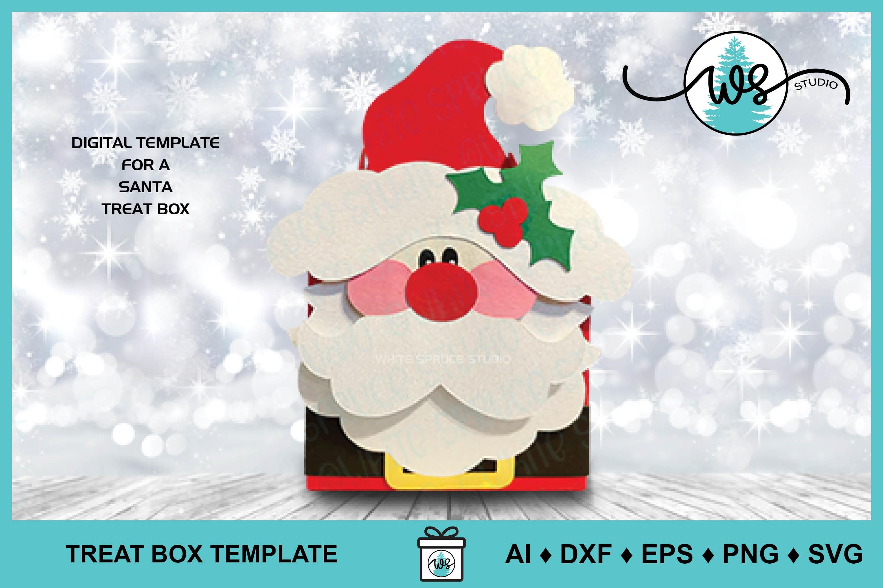 Santa Treat Box SVG Template: 3D Christmas Paper Gift Box (digital ...