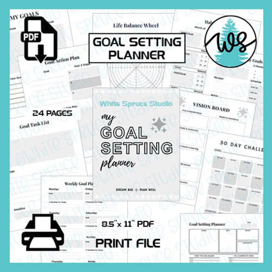 Printable Goal Setting Planner PDF, Daily Monthly Calendar, Goal ...