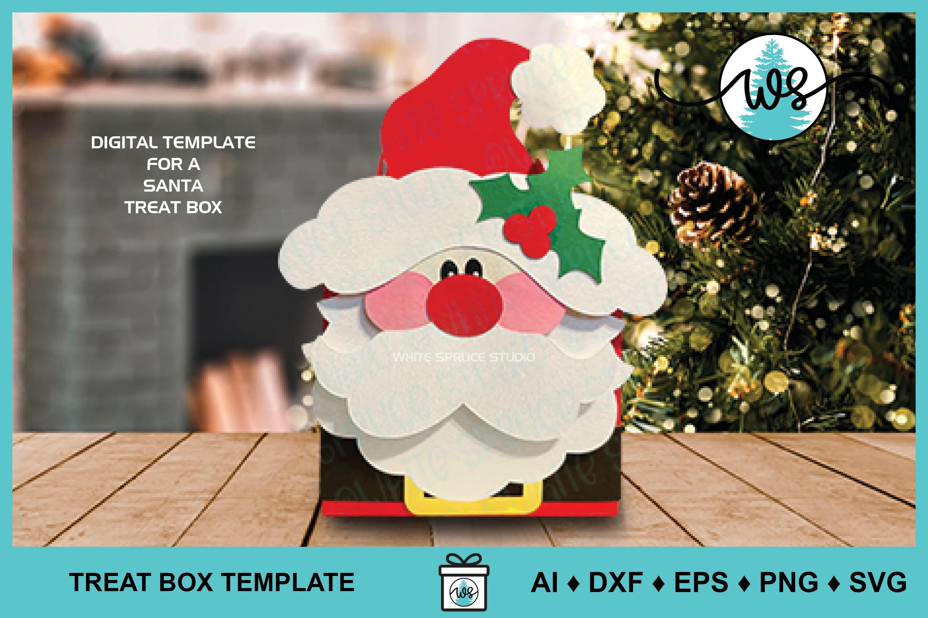 Santa Treat Box SVG Template: 3D Christmas Paper Gift Box (digital ...
