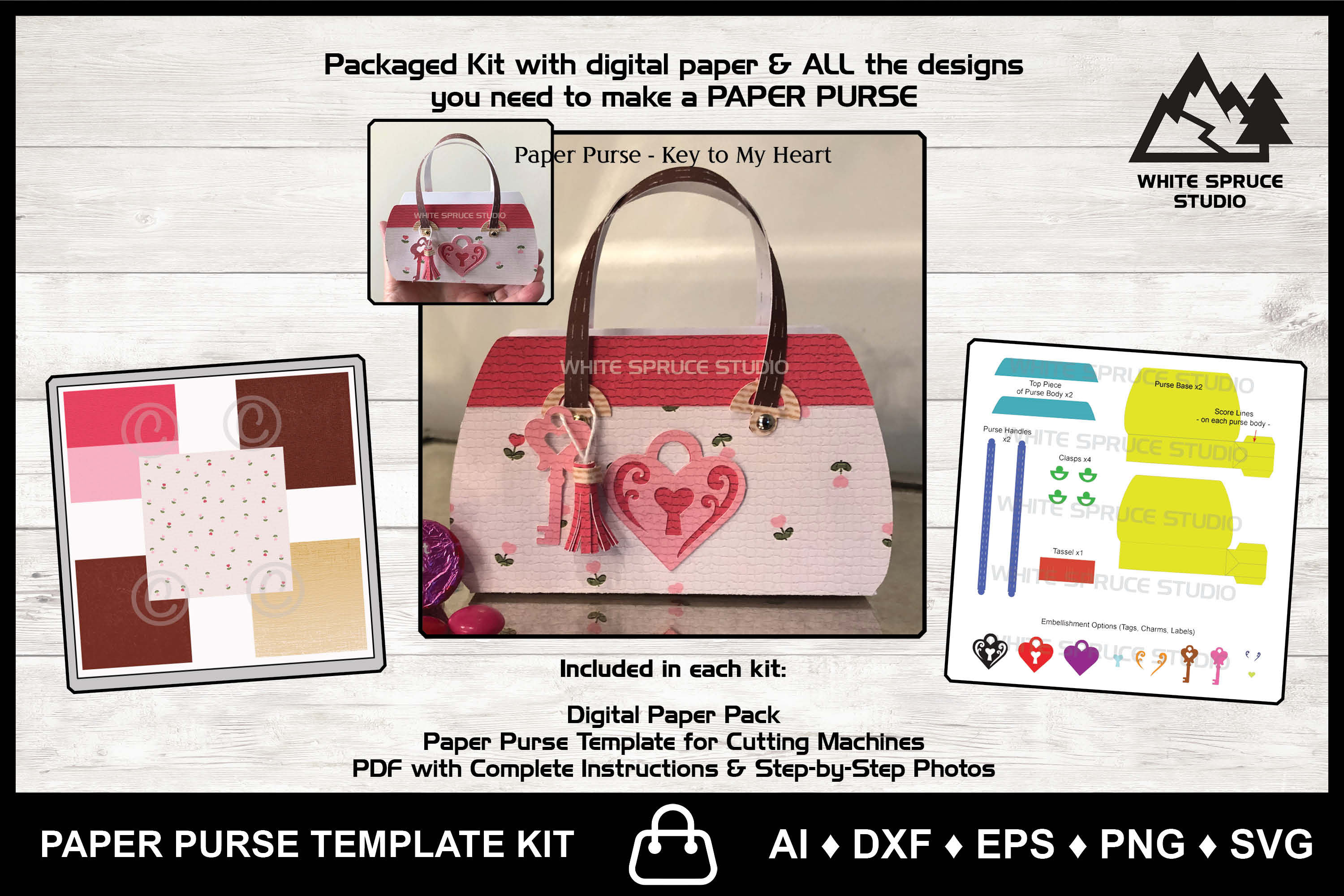 3D Paper Purse Template Digital Paper Paper Purse Gift Box | Etsy Australia