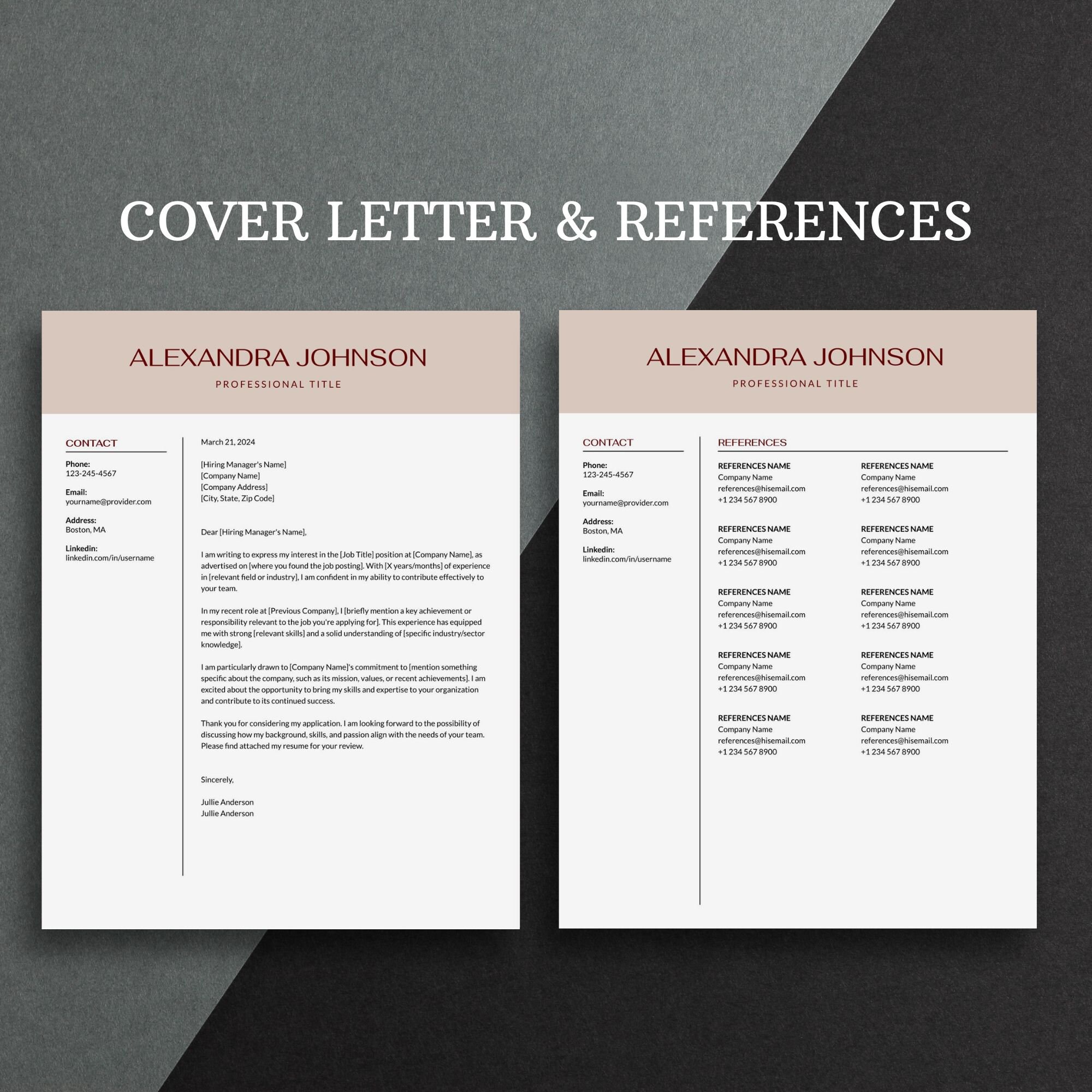 Resume Template Google Docs, Microsoft Word Resume, Pink Resume, CV ...