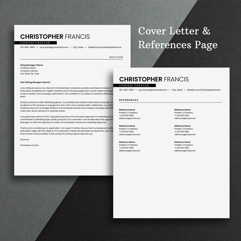 ATS Friendly Resume Template Google Docs and Word | Cover Letter ...