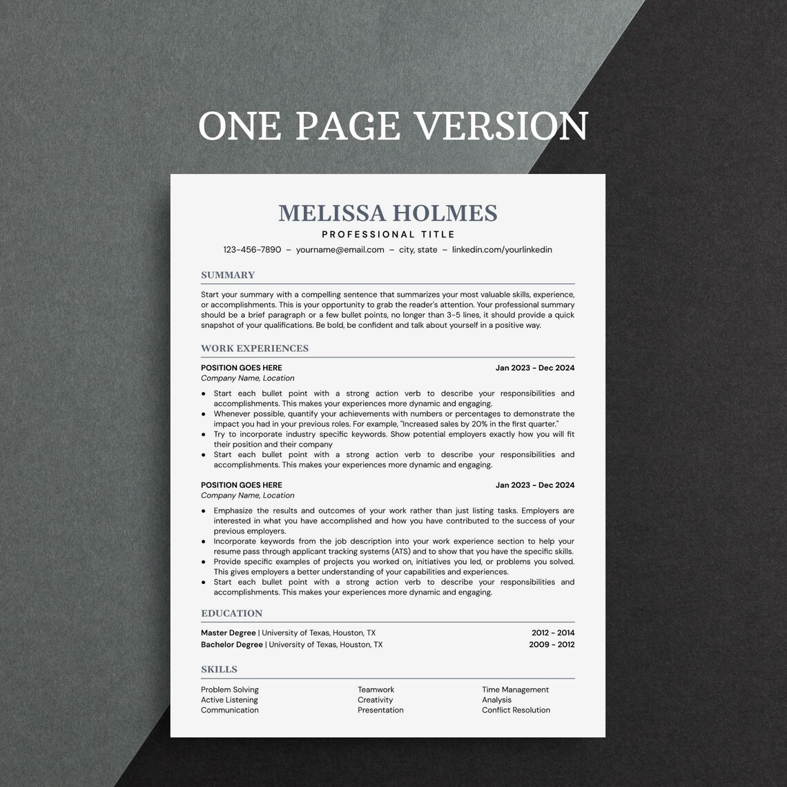 Google Docs Resume, Microsoft Word Resume, ATS Friendly Resume Template ...