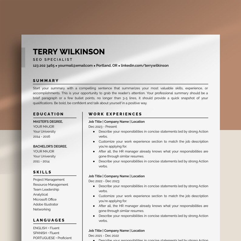 Minimalist Resume Template for Google Docs | Cover Letter & References ...