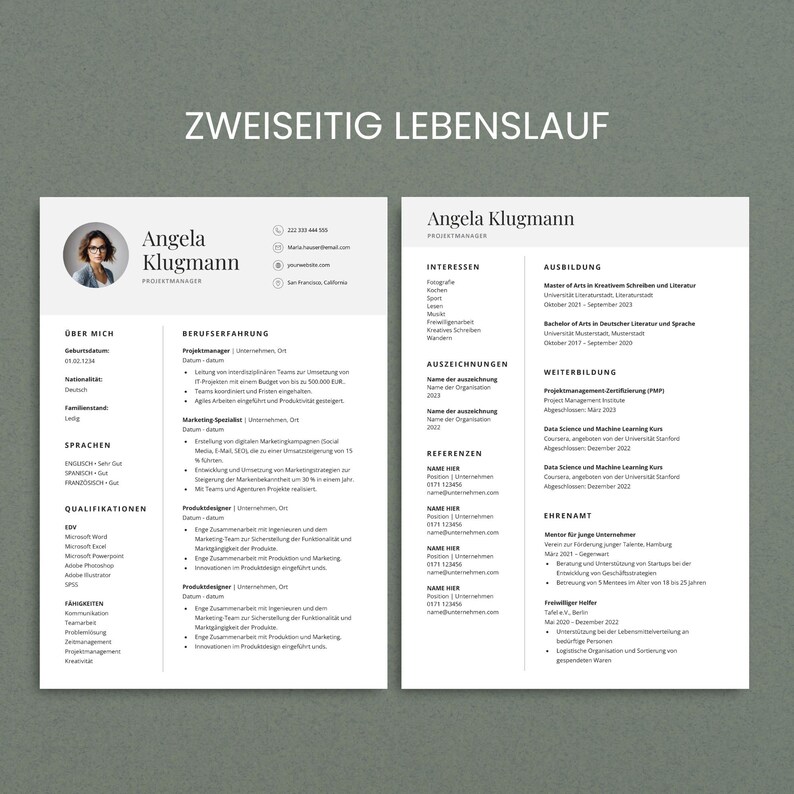 Bewerbungsvorlagen Für Word, Lebenslauf Vorlage Deutsch, Anschreiben ...