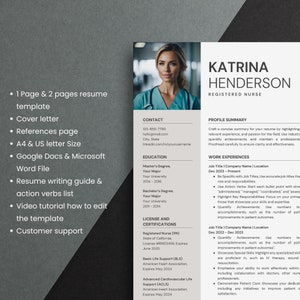 Nurse Resume Template Google Docs, Nursing Word Resume, Registered ...