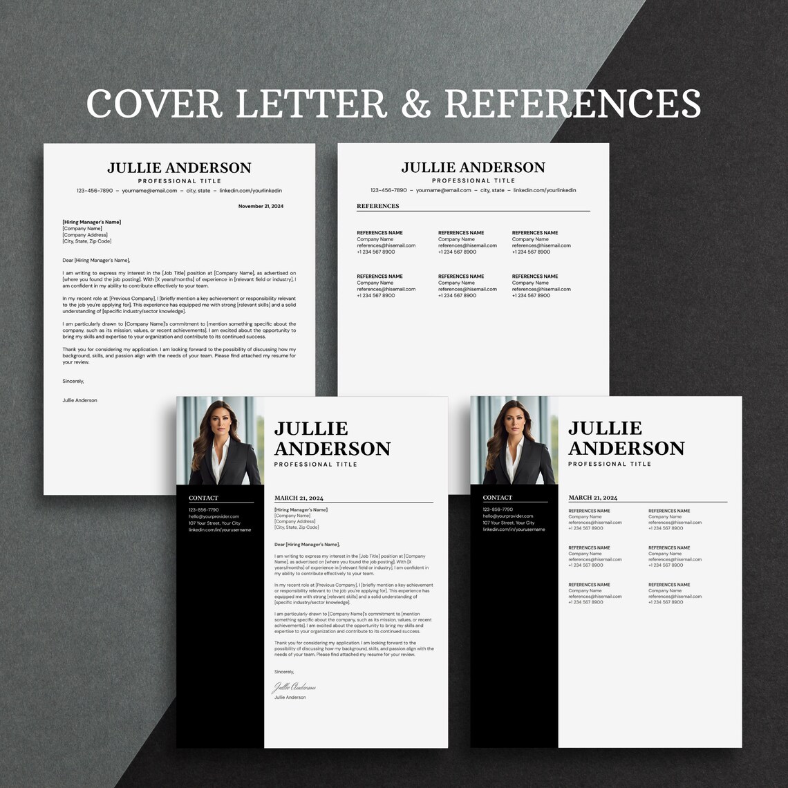 ATS Friendly Resume Template for Google Docs and Word Cover Letter ...