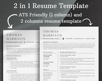 ATS Friendly Resume Template Google Docs and Word | Cover Letter ...