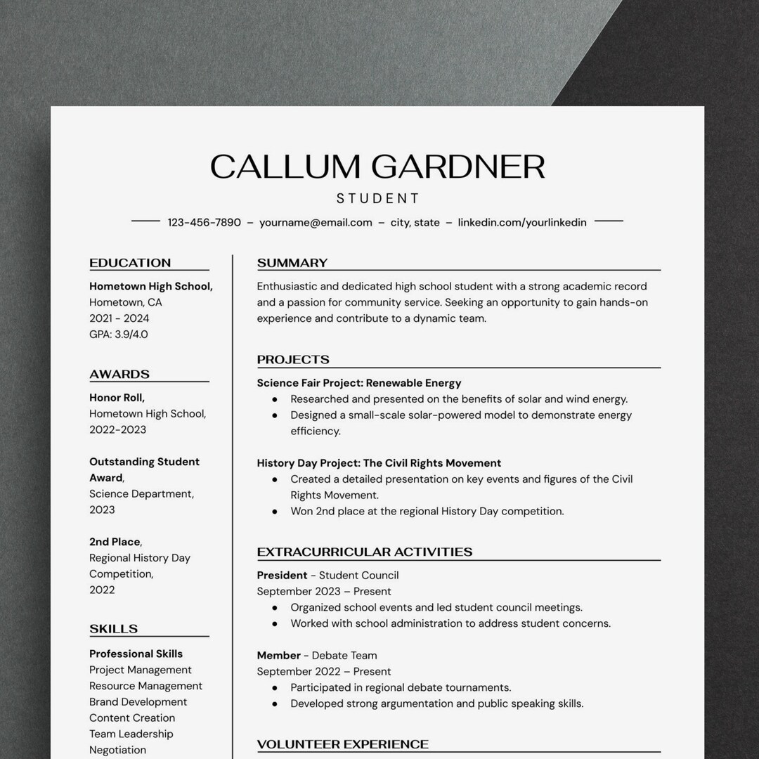 Student Resume With No Experience Resume Template Google Docs, Resume ...