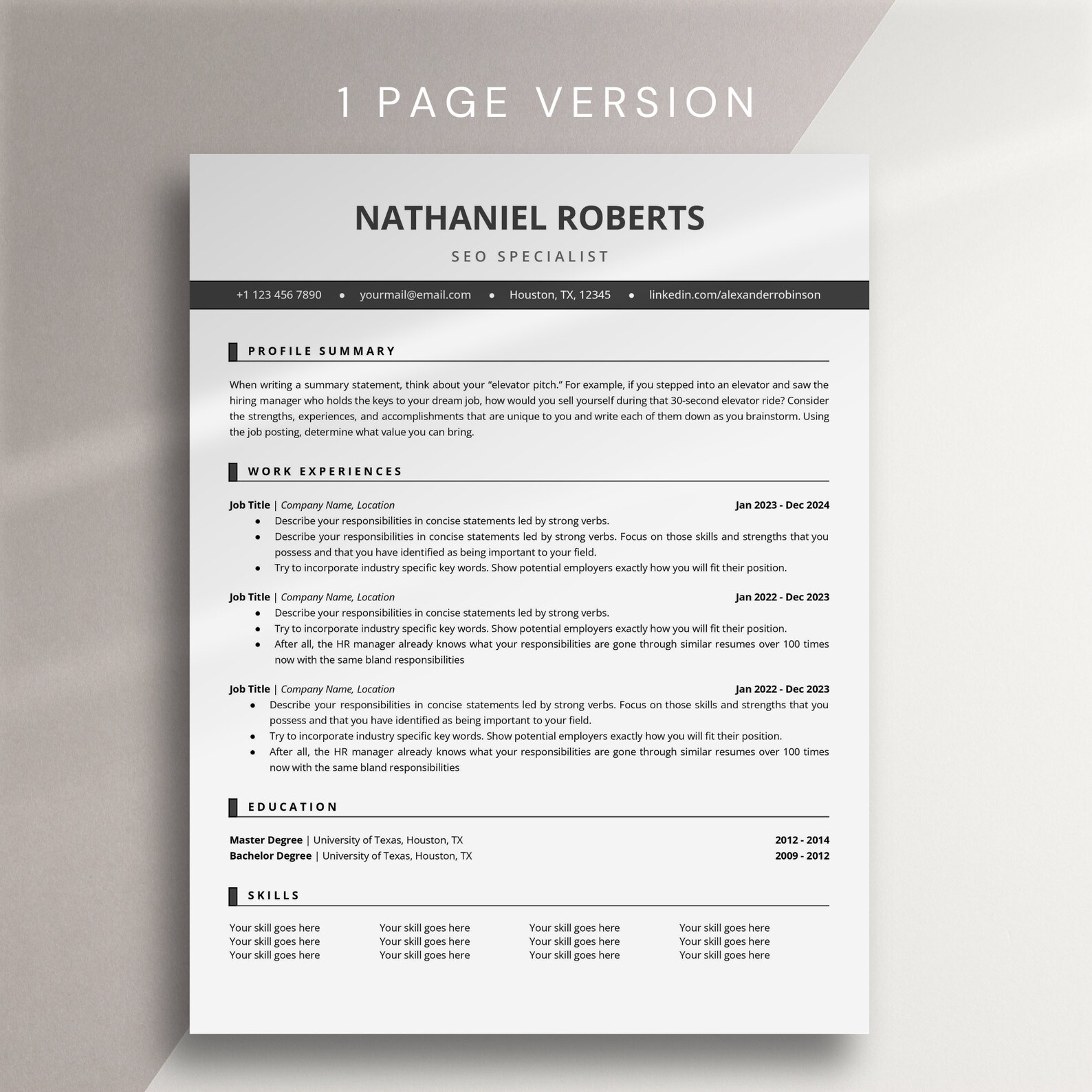 ATS Friendly Resume Template | Cover Letter & References Template ...