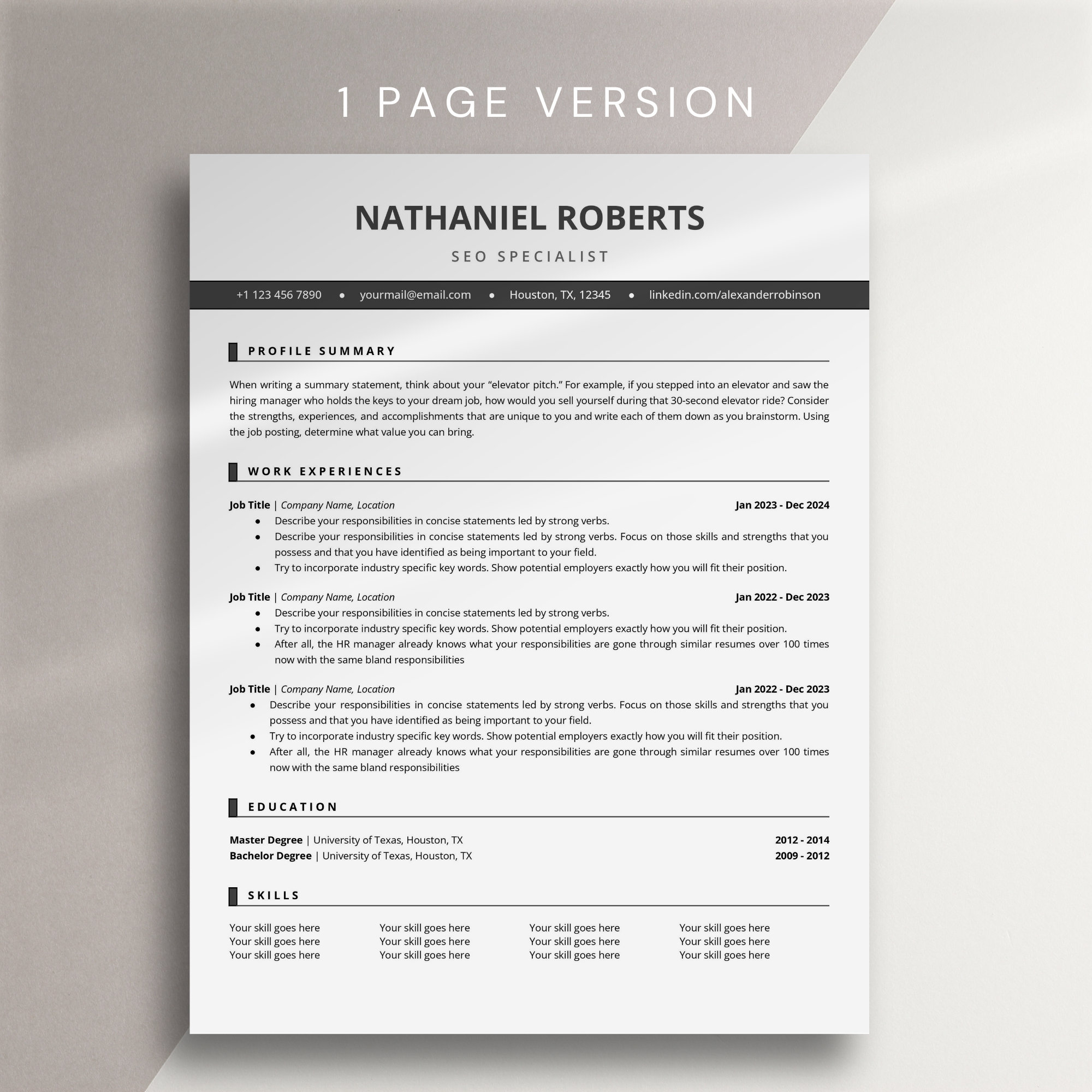 ATS Friendly Resume Template | Cover Letter & References Template ...