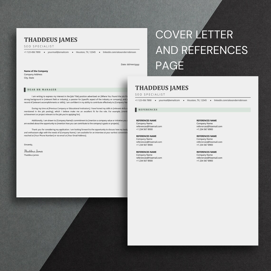 ATS Friendly Resume Template | Cover Letter & References Template ...